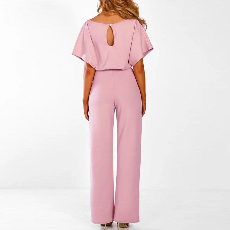 Penelope | Women's Wide Leg Short Sleeve Belted Jumpsuit – MAYBERRY